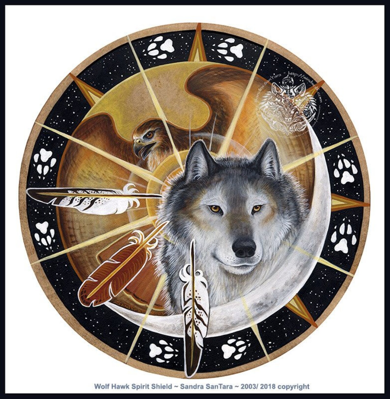 Wolf Redtail Hawk Spirit Animal Shield Print - Etsy