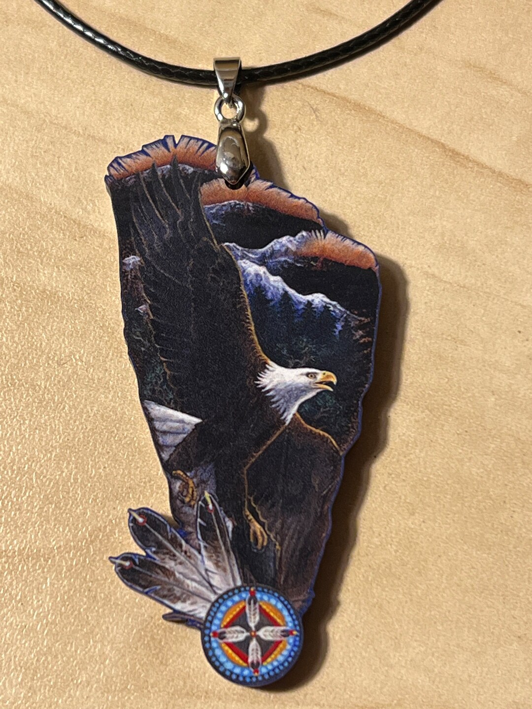 Bald Eagle Indigenous Inspired Animal Spirit Wooden Printed Pendant - Etsy