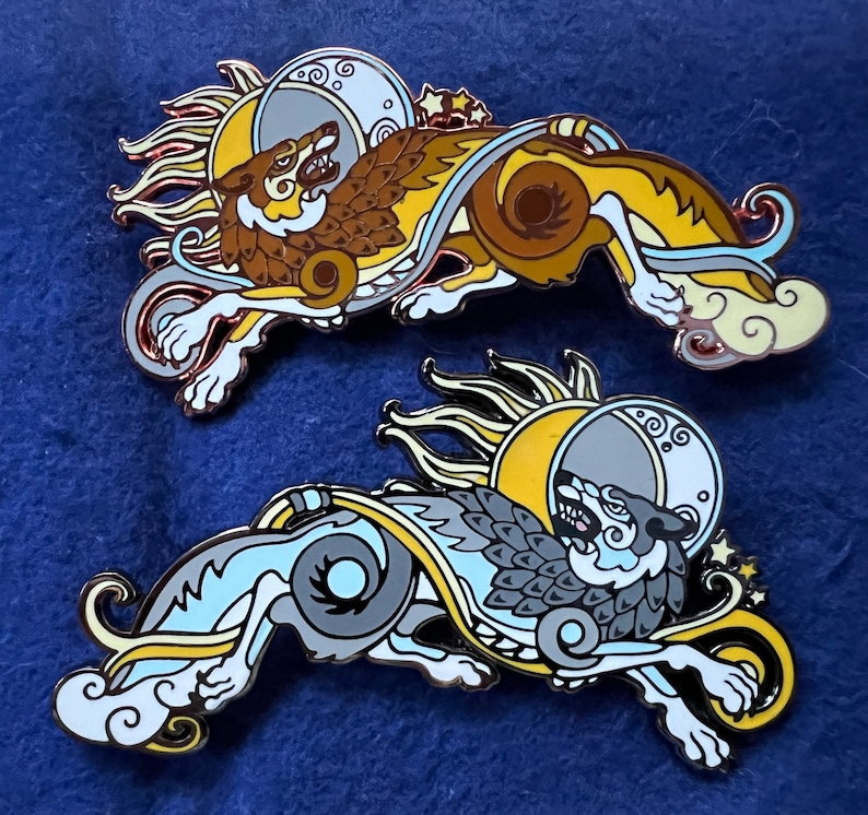 Norse Viking Hati Skoll Sun Moon Wolf Hard Enamel Collectable Quality ...