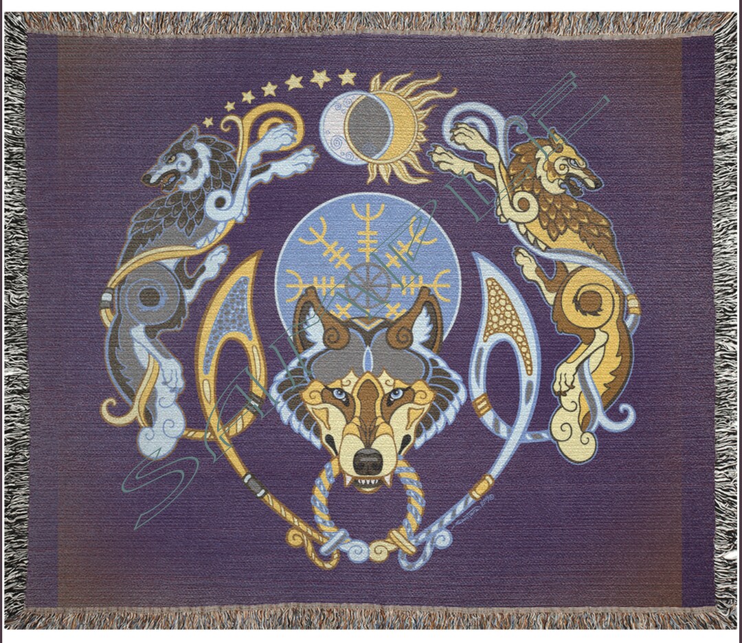 Norse Wolf Trinity Viking Fenrir Skoll Hati Woven Blankets - Etsy