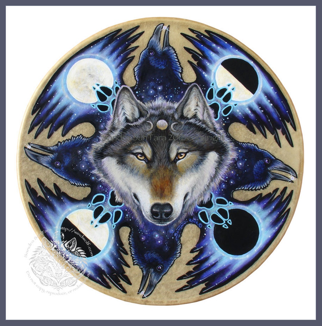Wolf Raven Pagan Goddess Moon Animal Spirit Print - Etsy
