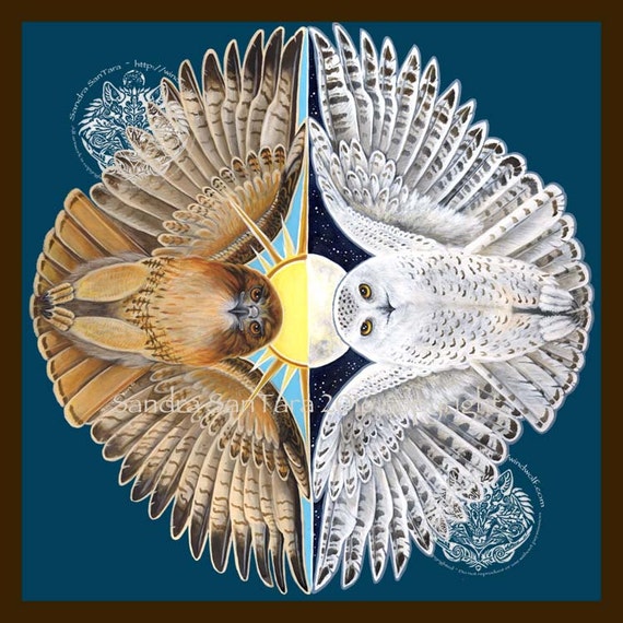 Owl Hawk Sun Moon Banner | Etsy