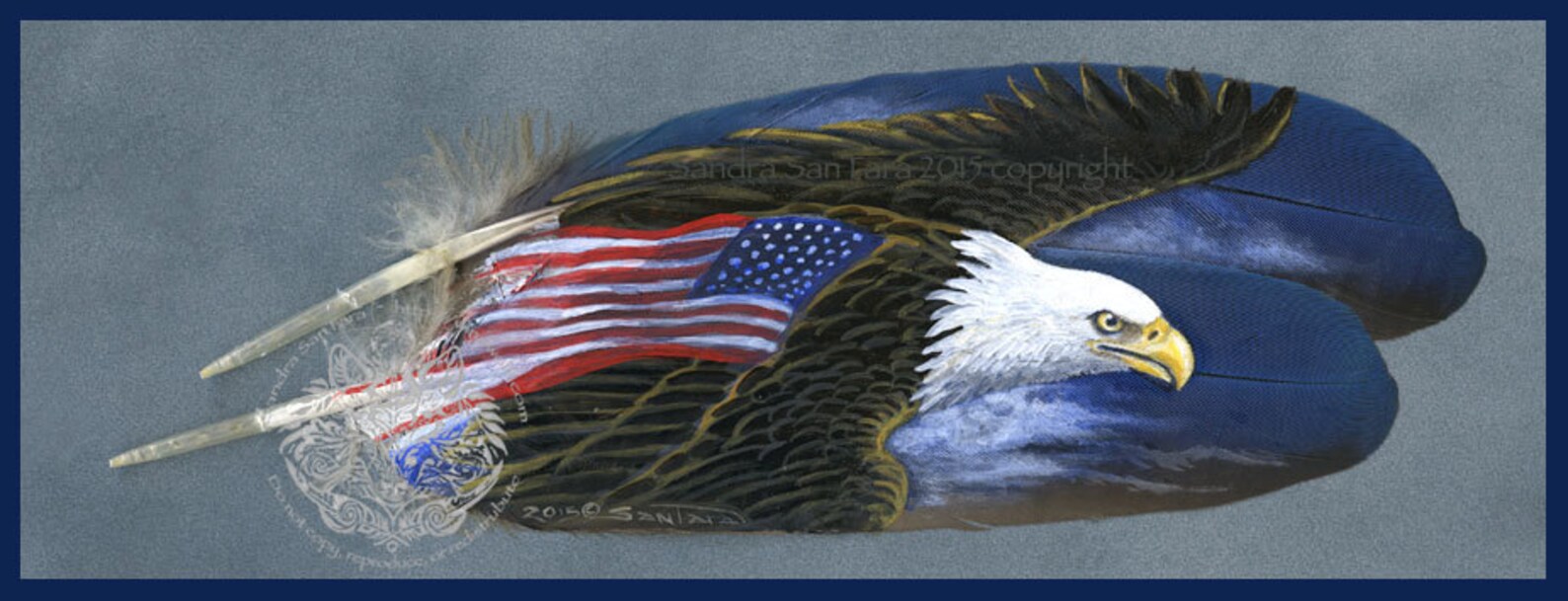 Patriotic Bald Eagle Soaring Wildlife Art Painted Feather | Etsy