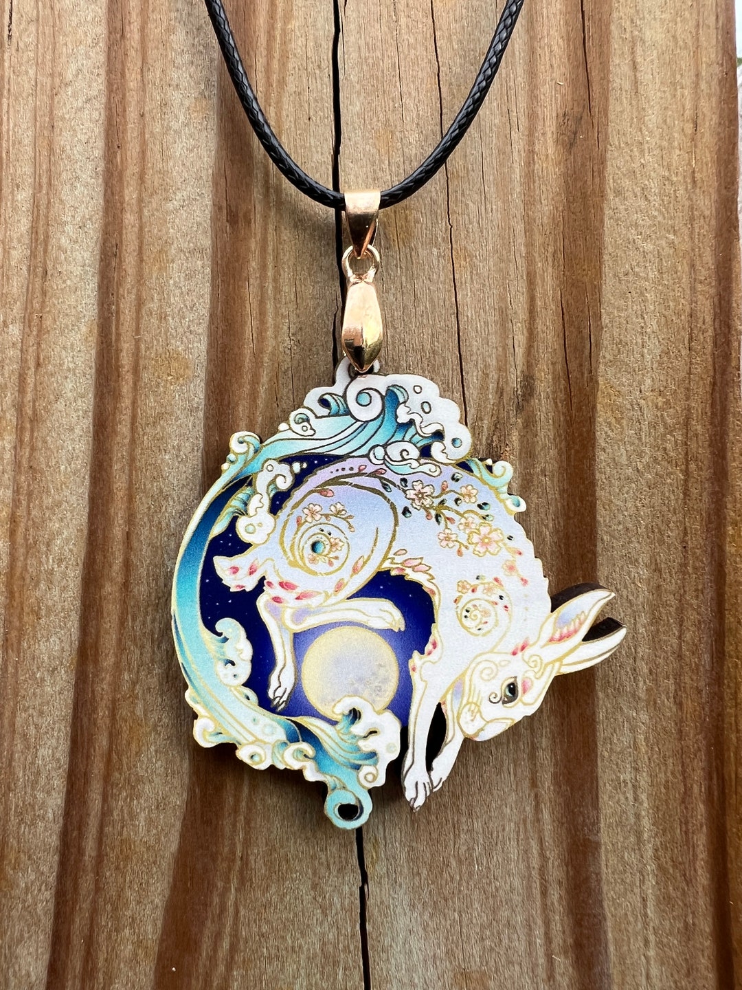 Lunar New Year White Water Rabbit Astrology Feng Shui Wooden Printed ...