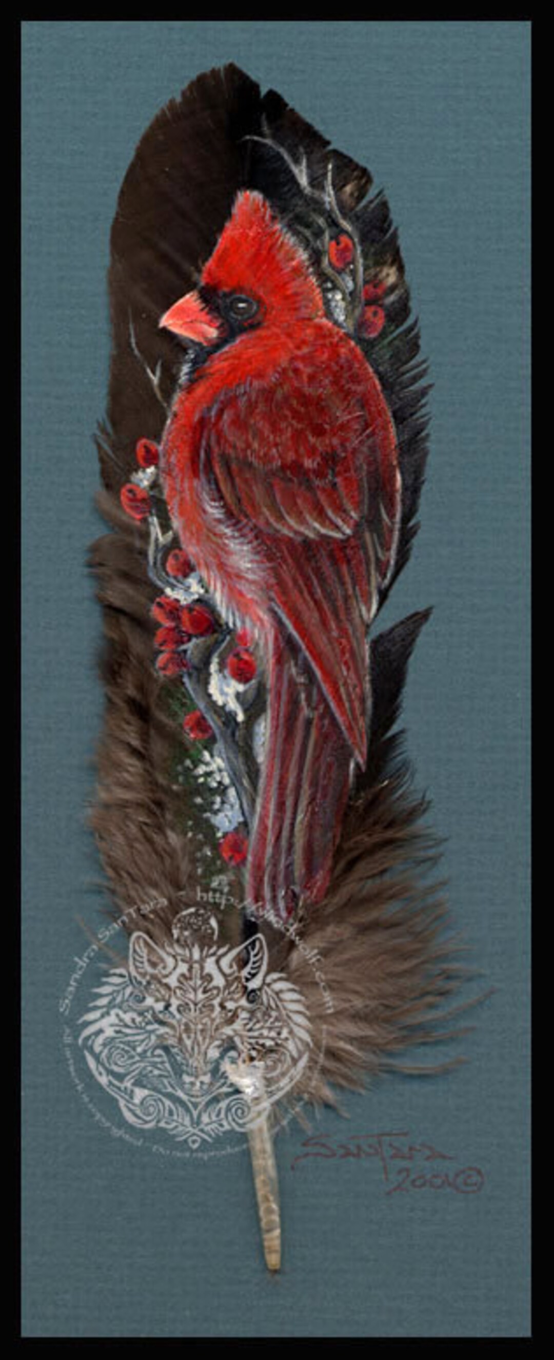 Winter Cardinal Bird Painted Wildlife Art Feather Print - Etsy