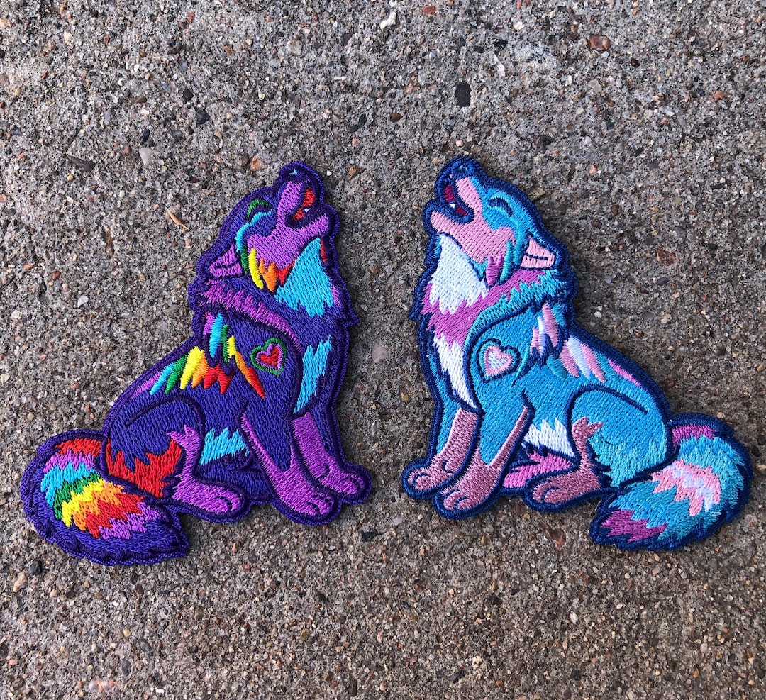 Love Trans Pride Rainbow Pride LGBTQ Wuffies Wolf Embroidered Patches ...