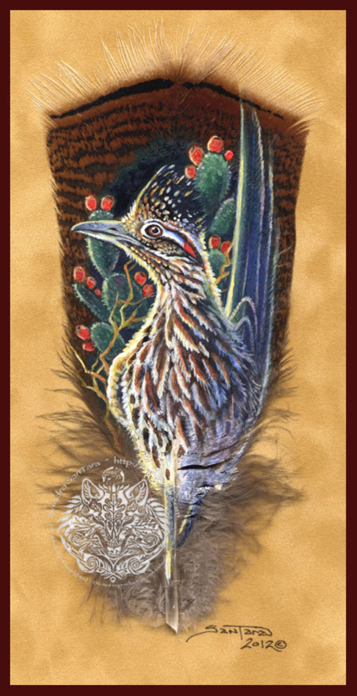 Southwest Roadrunner Bird Wildlife Art Painted Feather Print - Etsy