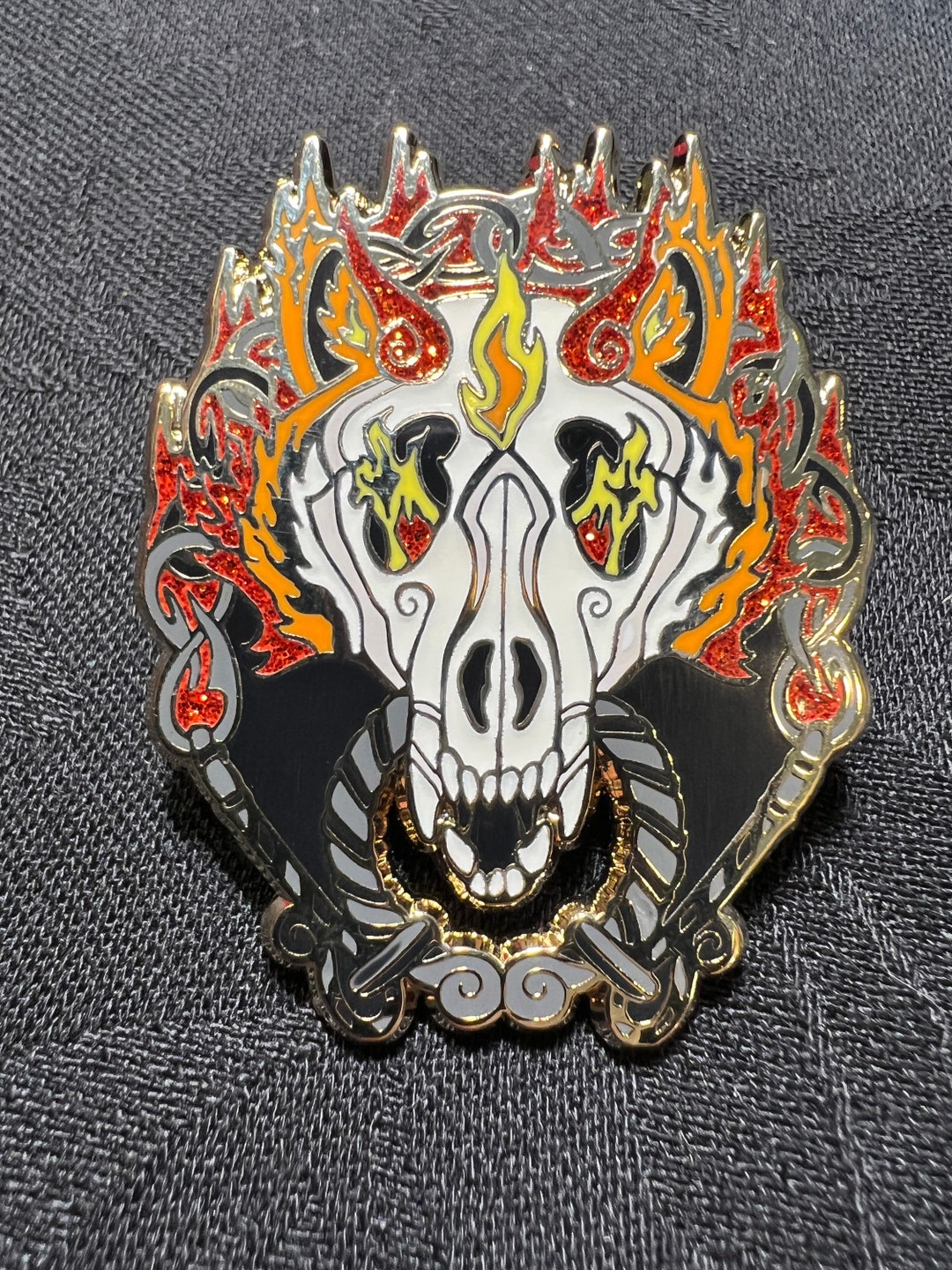 Norse Viking Fenrir Garmr Fire Hel Wolf Skull Hard Enamel Collectable ...