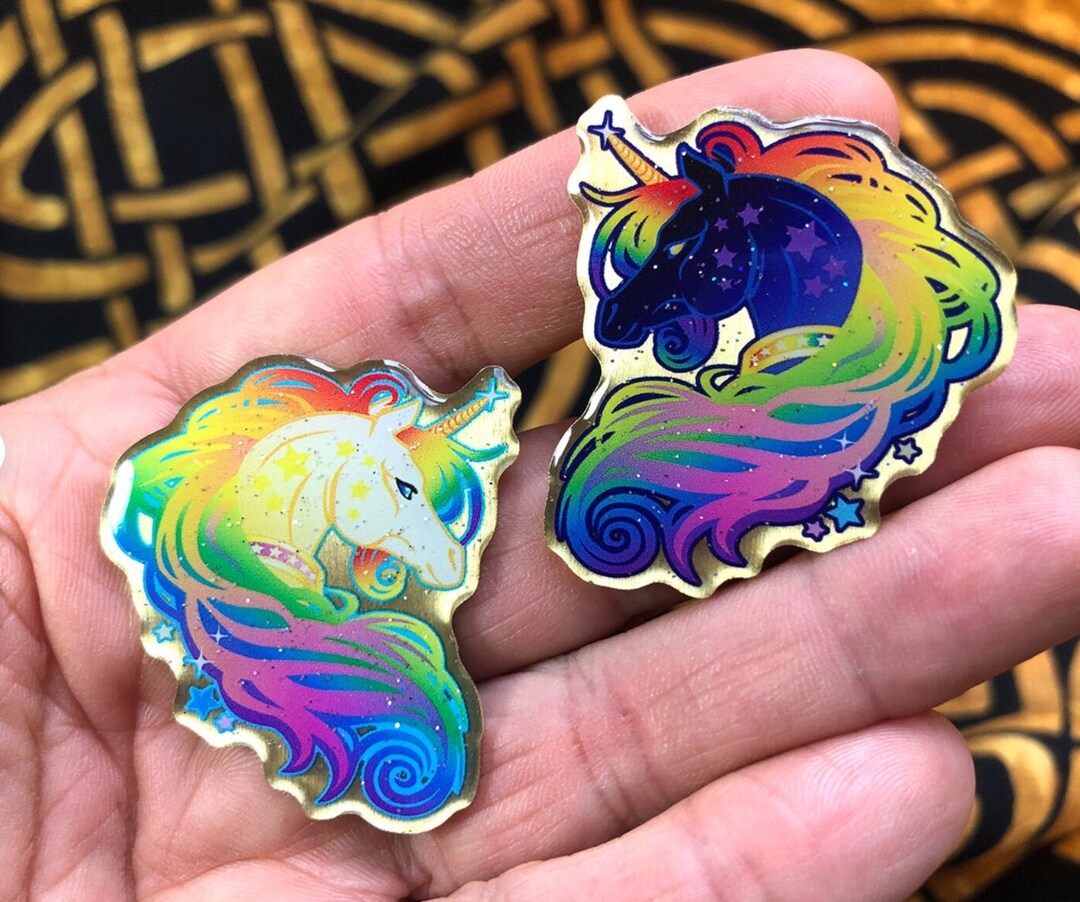Sparkle Rainbow White Black Unicorn Lapel Pin - Etsy