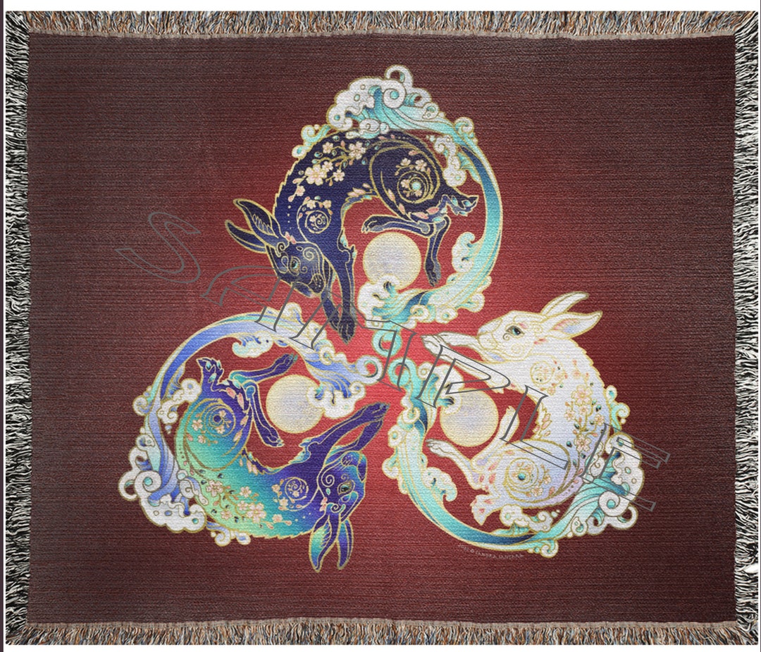 Lunar Year Water Rabbit Triskelion Astrology Feng Shui Woven Blankets ...