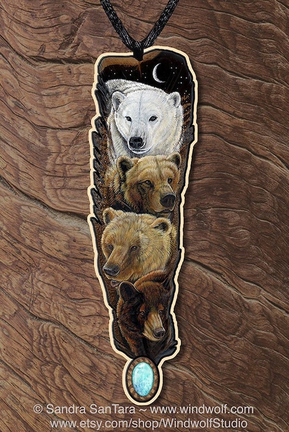 Wooden Bear Totem Necklace