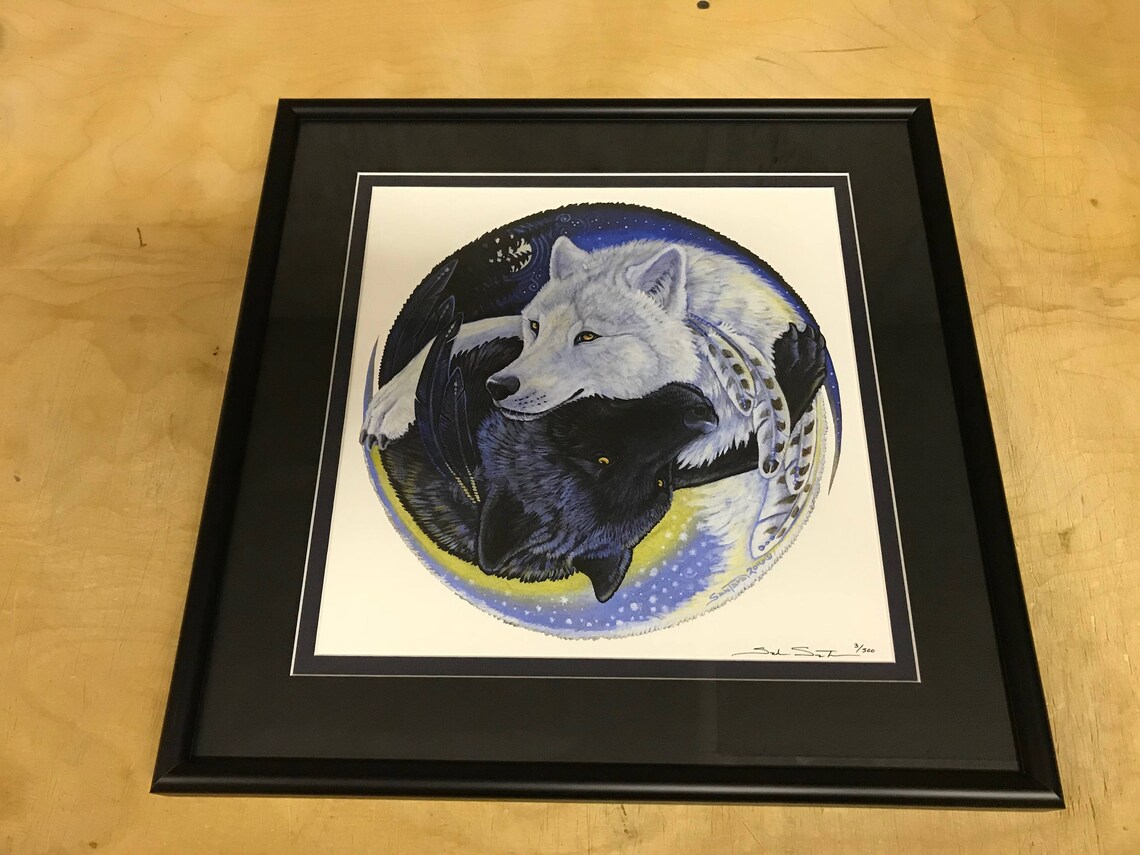 Wolves Black White Yin Yang Two Wolves Spirit Animal Print - Etsy