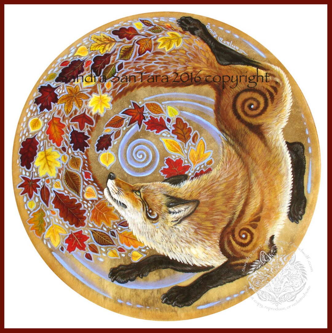 Autumn Fox Celtic Kitsune Spirit Animal Print - Etsy