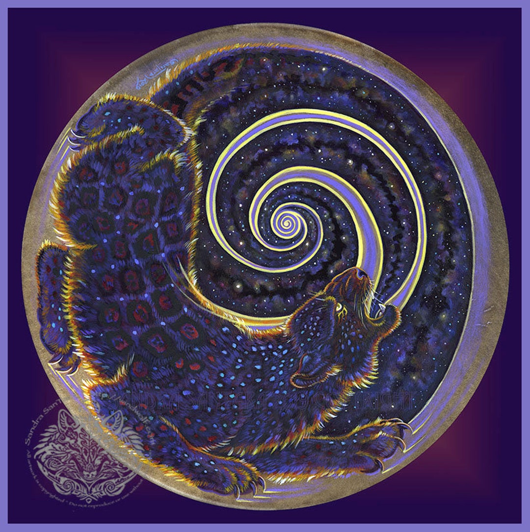 Cosmic Black Jaguar Panther Aztec Mayan Animal Spirit Mandala Print - Etsy