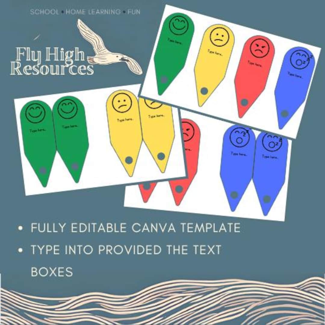 Editable Canva Template - Zones of Regulation Feelings Fans - Etsy