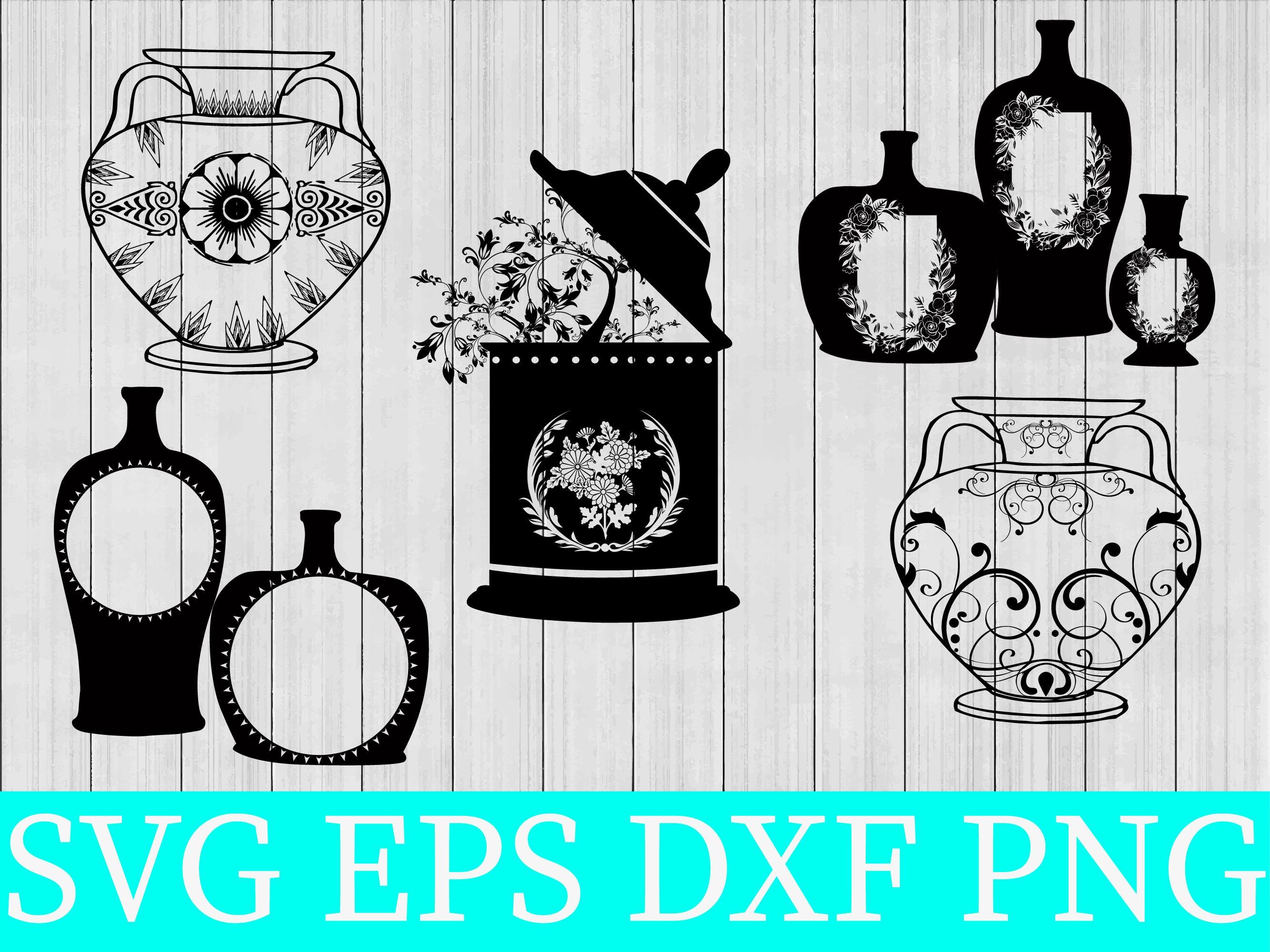 Flower Vase Svg, Vase Svg, Vase Clipart, Flower in Vase Svg, Pottery ...
