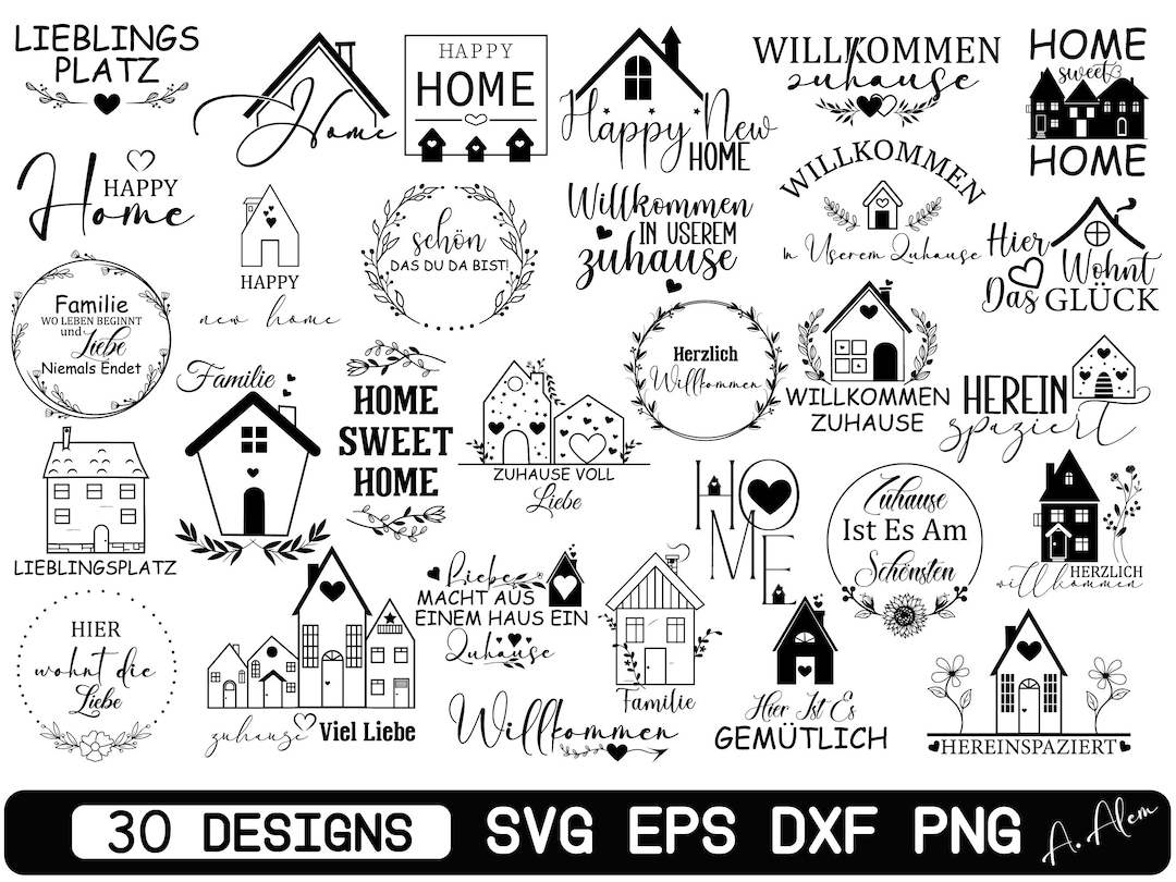 Welcome Home SVG, German Home Sayings, House Clipart (digital Files) - Etsy