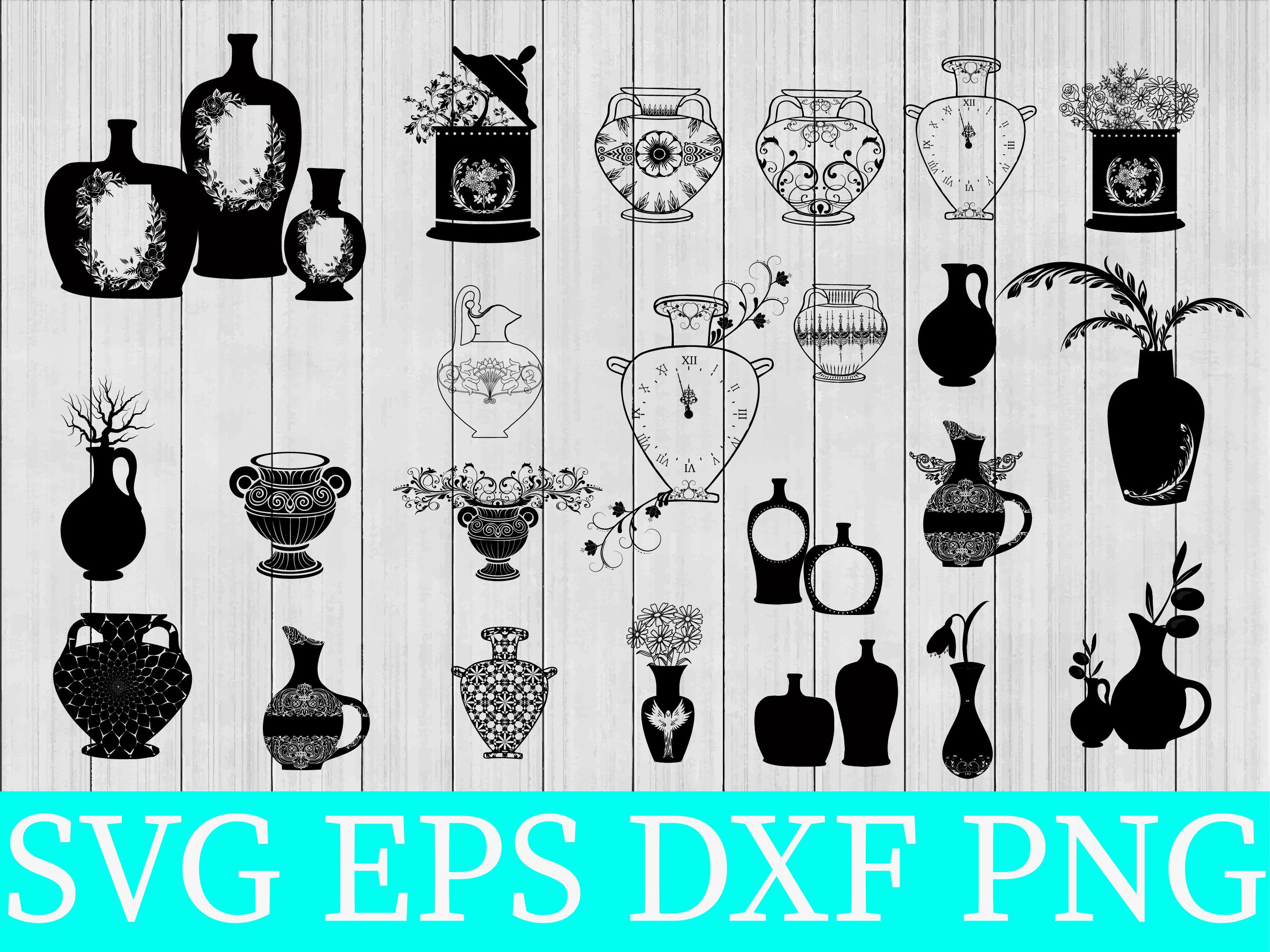 Flower Vase Svg, Vase Svg, Vase Clipart, Flower in Vase Svg, Pottery ...