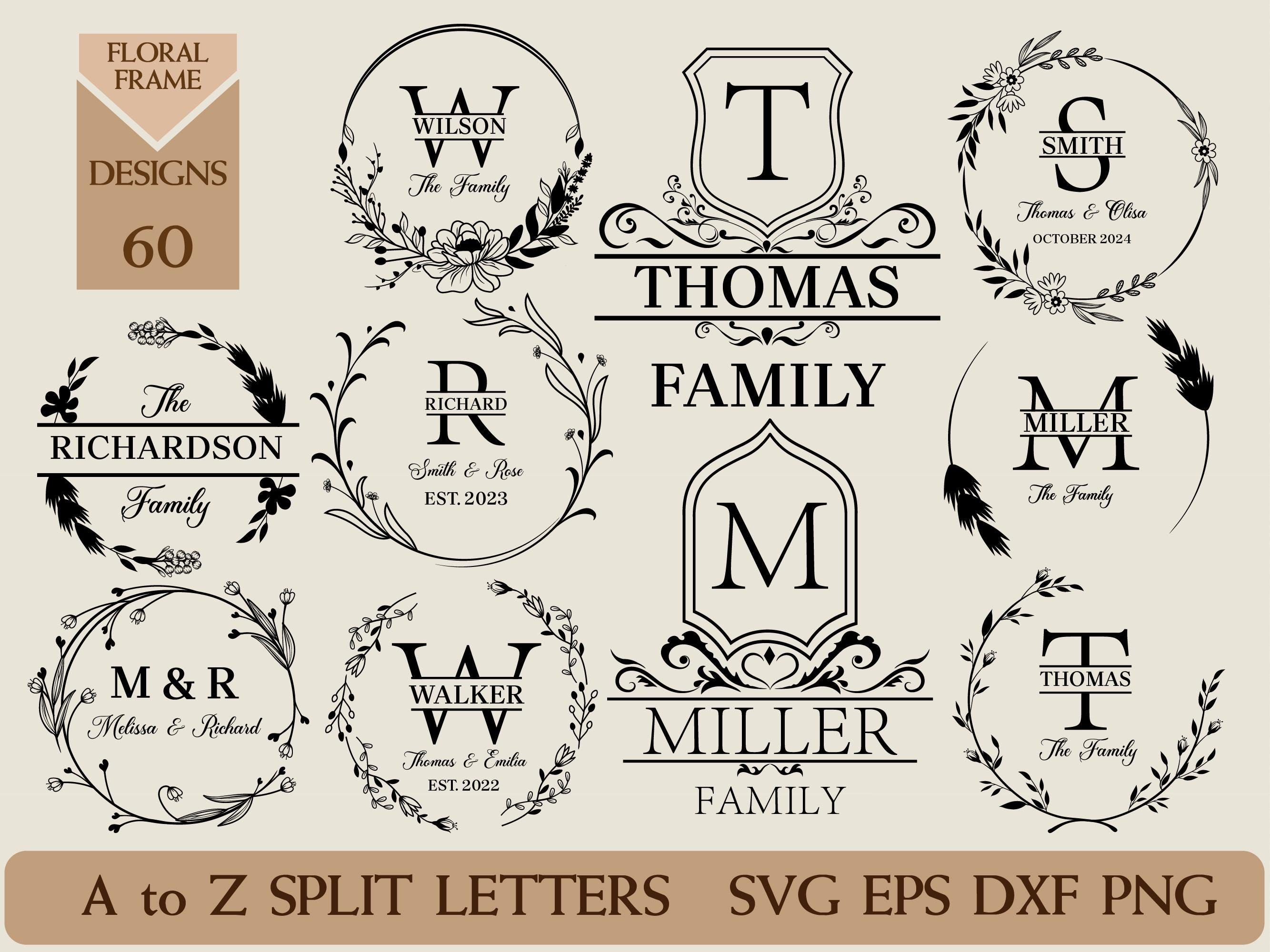 Family Name Floral Frame SVG Bundle, Wedding Monogram (digital Files ...