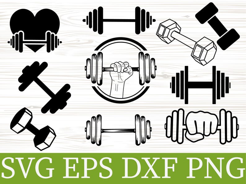 Dumbbell SVG Bundle, Fitness Svg, Dumbbell Cricut, Weight Svg, Barbell ...