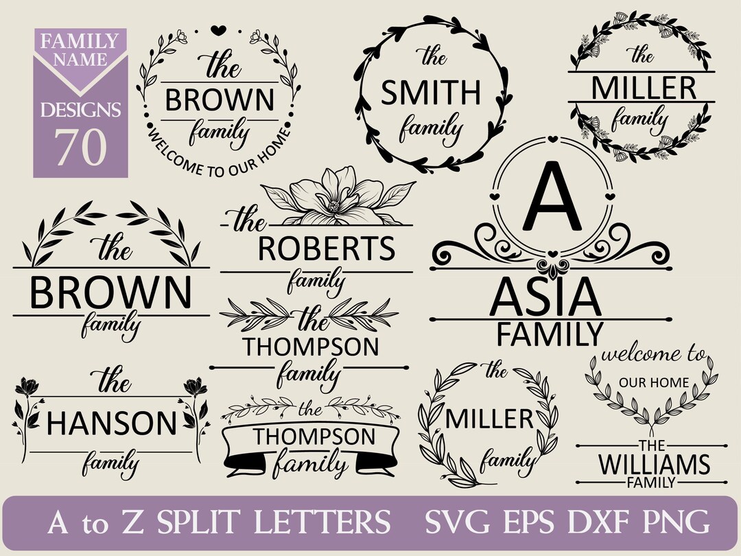 Family Name SVG Bundle: Floral Frame, Wedding Monogram (digital Files ...