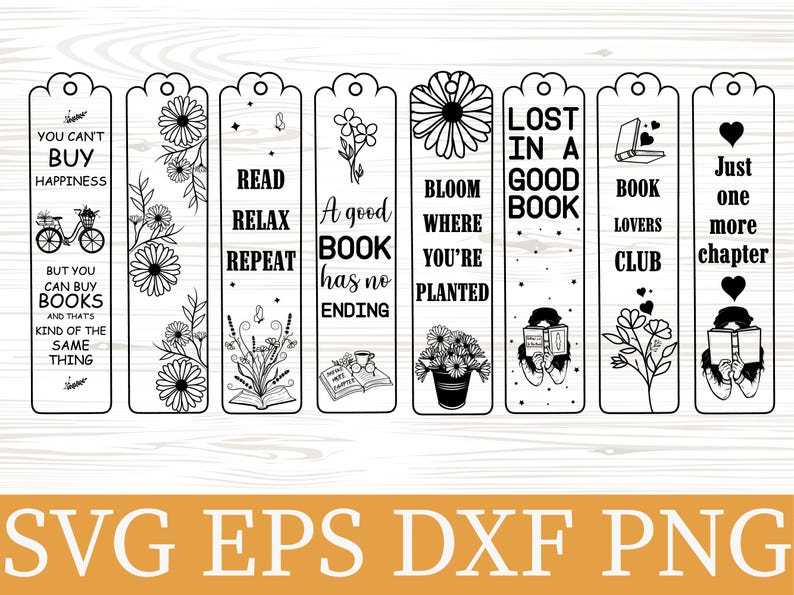 Bookmark Svg Bundle, Floral Bookmark Design, Reading Svg, Retro Book ...