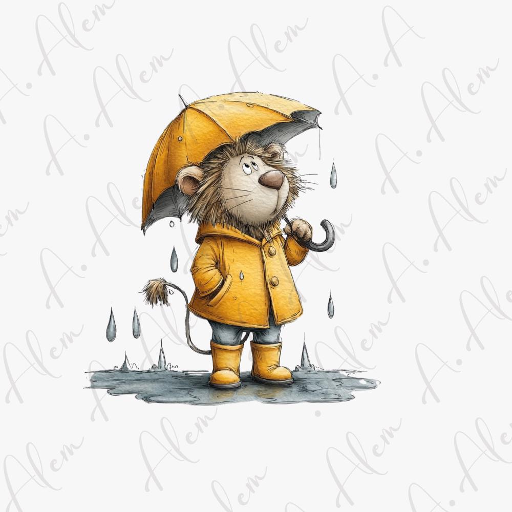 Rainy Day Animals Clipart Bundle, Umbrella Animals, Kawaii Nursery Art ...