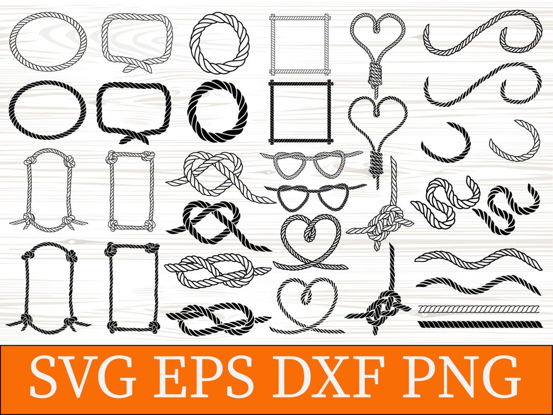 Rope Border Clipart Set, Frames, Knots (svg, Png, Eps, Dxf) - Etsy