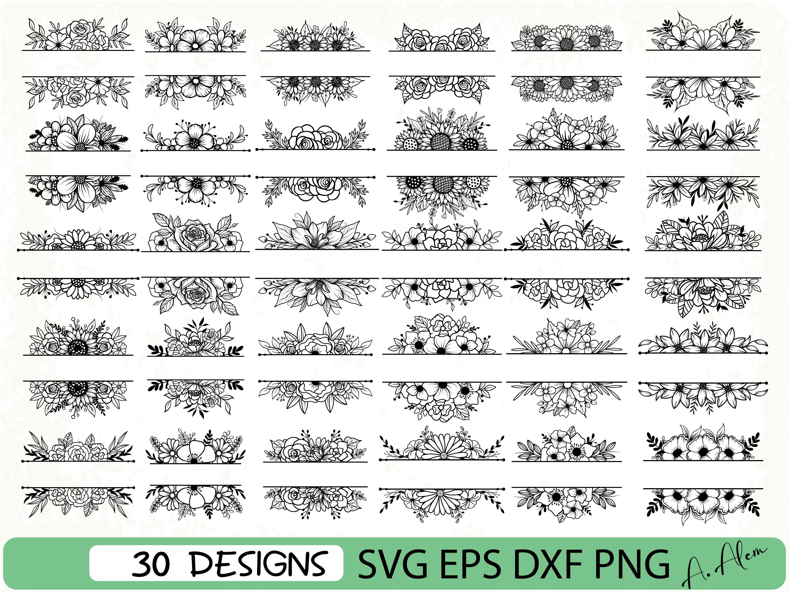 Floral Split Monogram SVG Frame, Wedding Border (digital Files) - Etsy