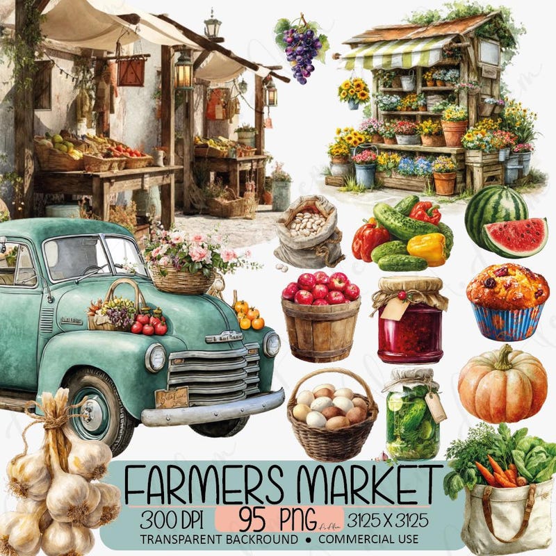 Farmers Market Clipart - Etsy