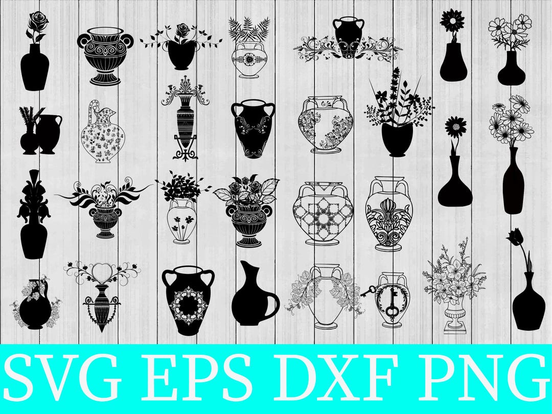 Flower Vase Svg, Vase Svg, Vase Clipart, Flower in Vase Svg, Pottery ...