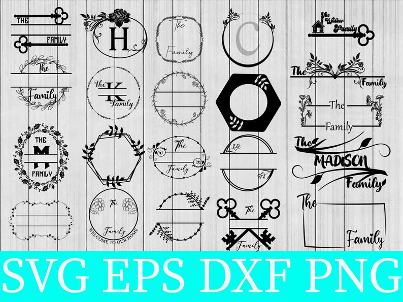 Family Name Monogram Svg Bundle, Split Family Monagram Svg, Family ...