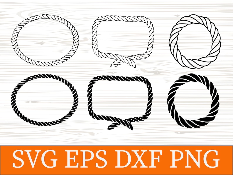 Rope Frame Border Clipart Set / Outline & Stamp Graphics / Decorative ...