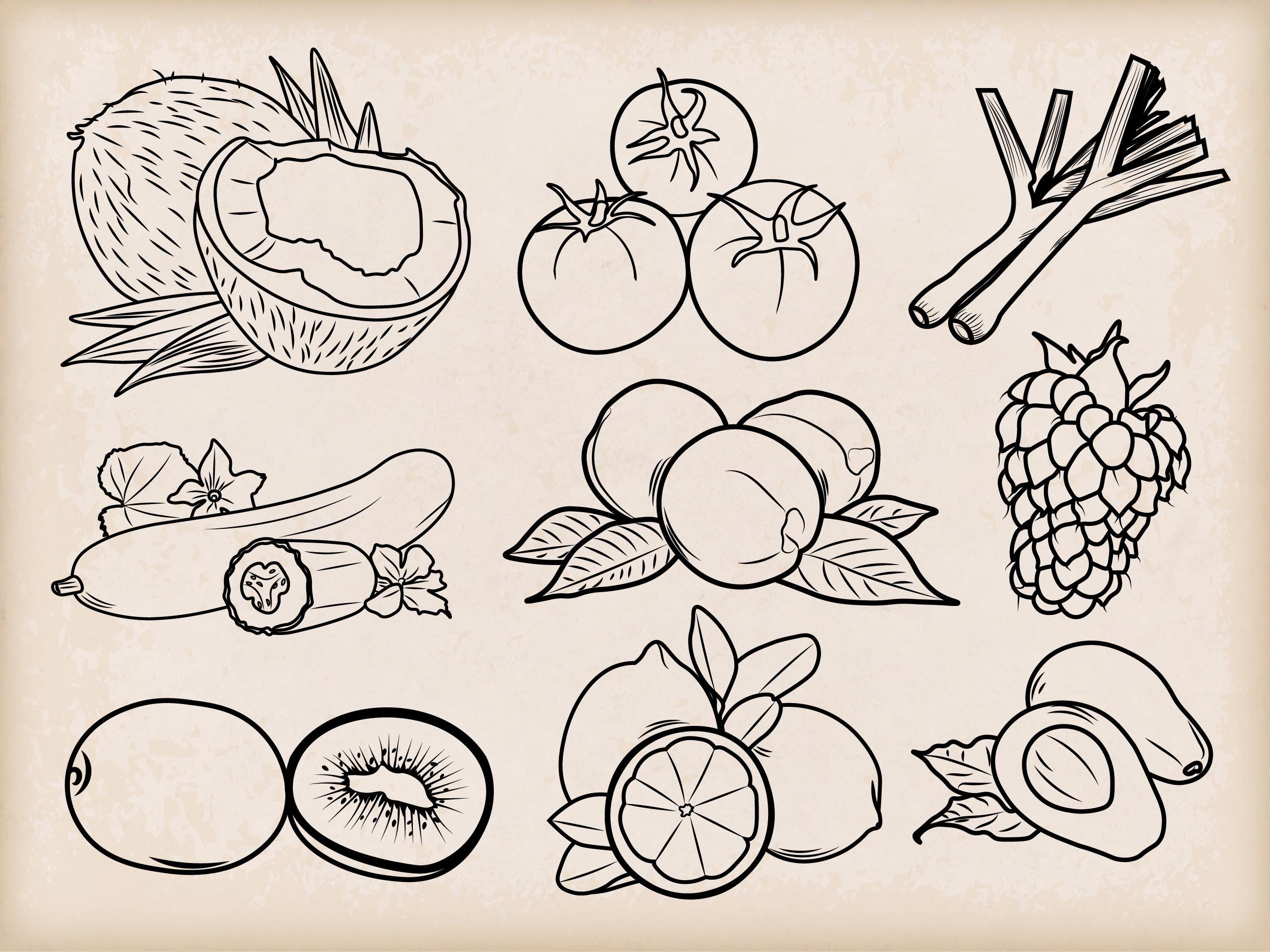 Vegetable and Fruit Clipart Bundle, Healthy Food (svg, Png, Eps, Dxf ...