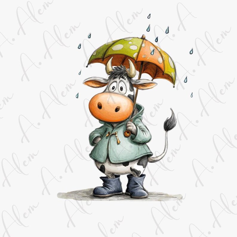 Rainy Day Animals Clipart Bundle, Umbrella Animals, Kawaii Nursery Art ...