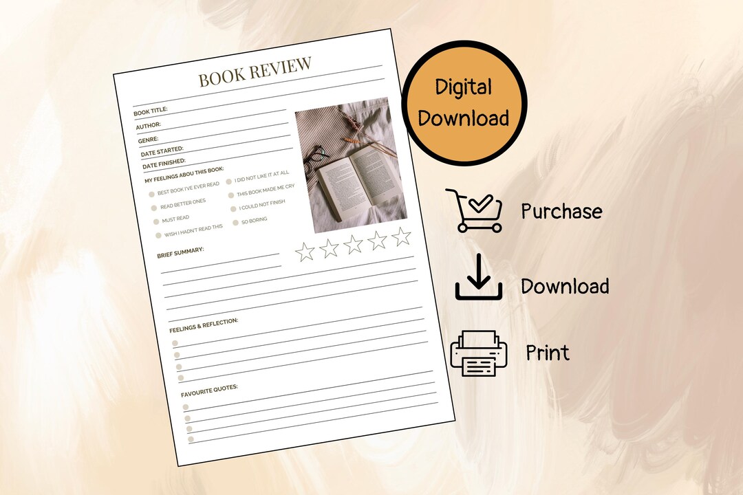 Book Review Template, Digital Download Page, Printable, Reading Log ...