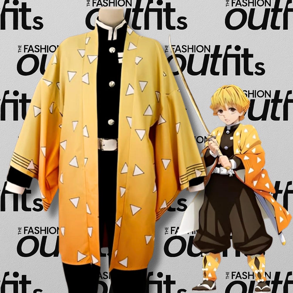Anime Demon Slayer Kimetsu No Yaiba Agatsuma Zenitsu Costume Cosplay ...