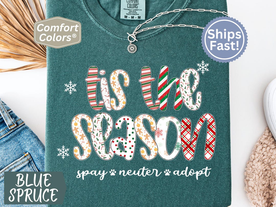 Women's Holiday Rescue Shirt, Comfort Colors Pet Rescue Christmas ...