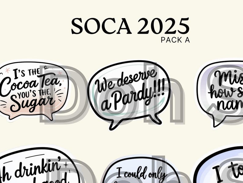 Whatsapp & Imessage Stickers - Soca 2025 Pack A - Etsy