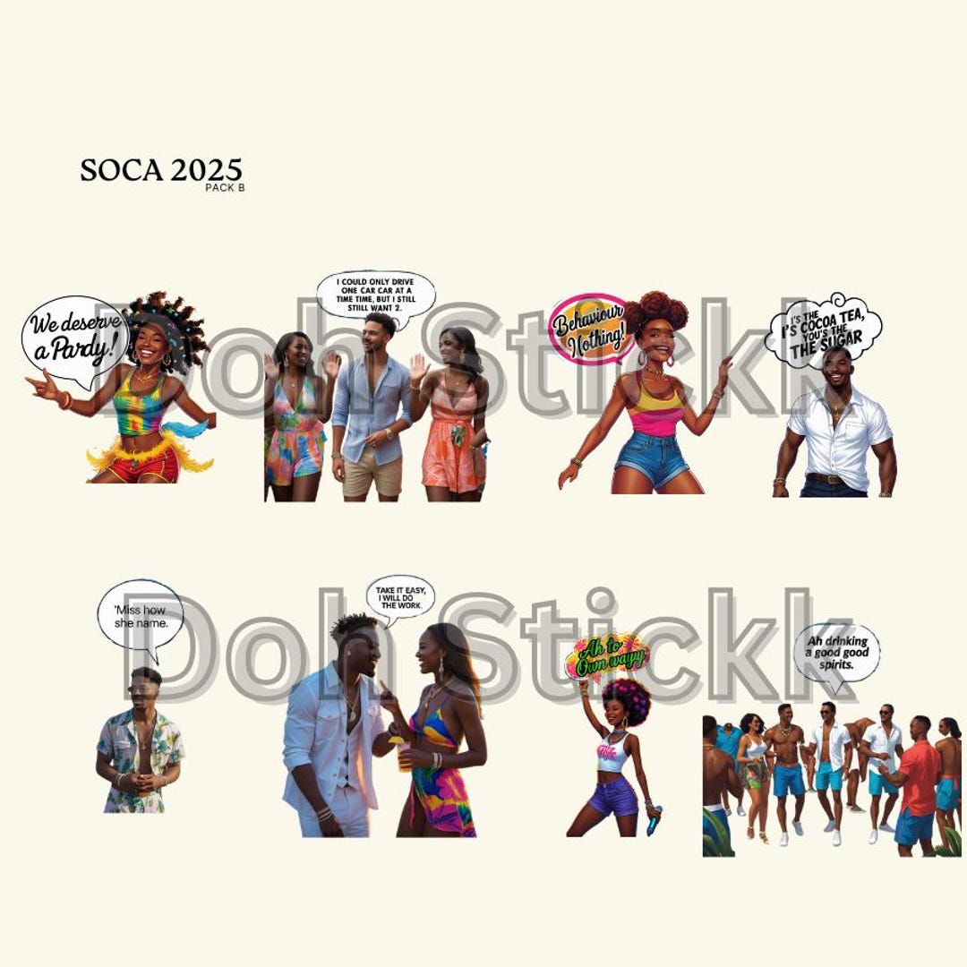 Whatsapp & Imessage Stickers - Soca 2025 Pack B - Etsy