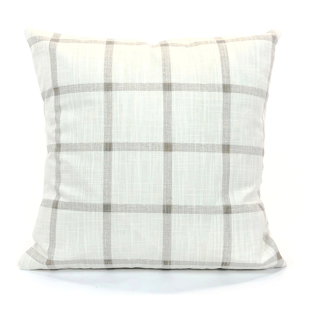 Tan Check Pillow Covers Tan off White Pillows Windowpane Check Couch ...