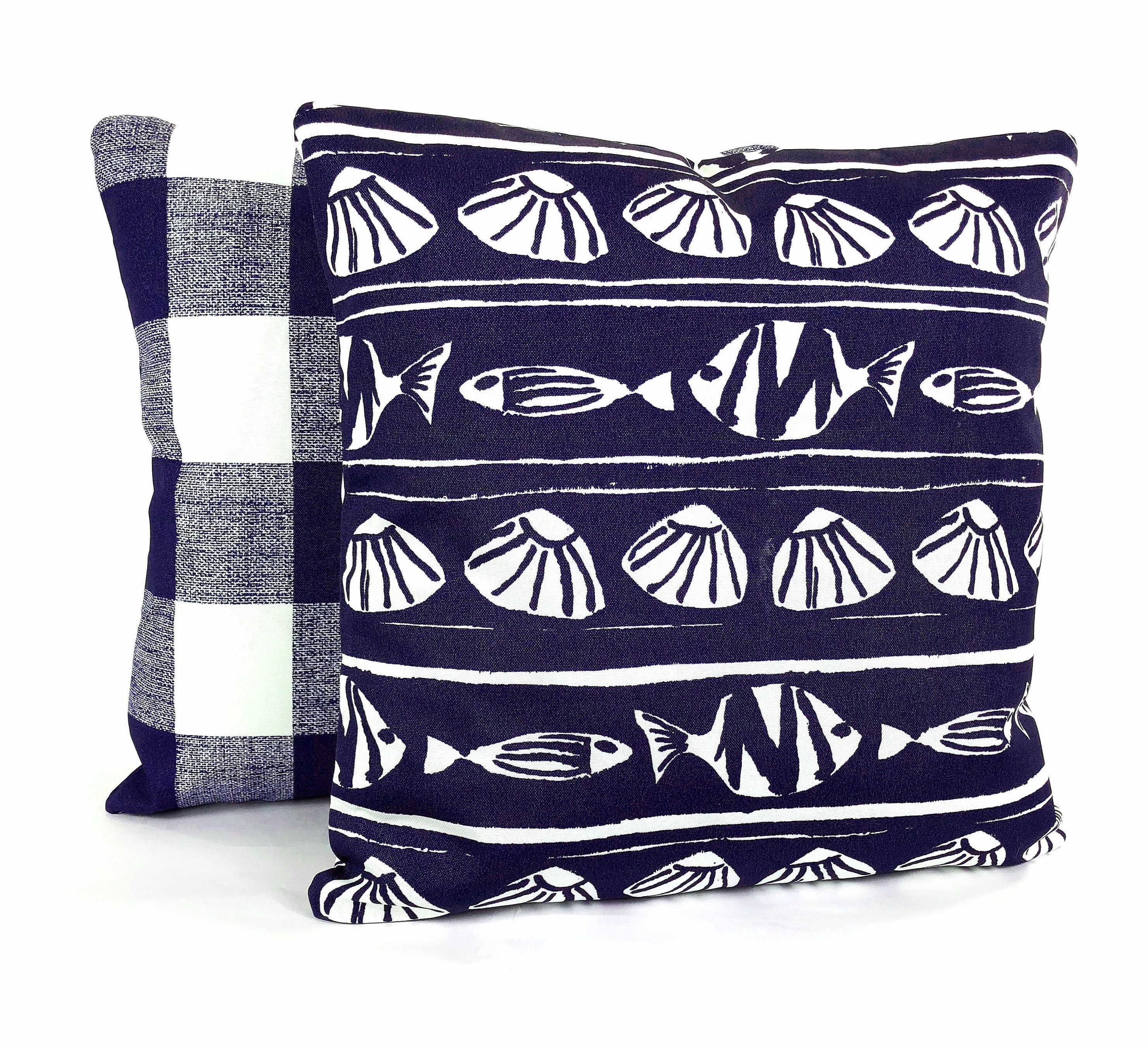 OUTDOOR Navy Pillow Covers Beach Decor Throw Pillows Nautical | Etsy