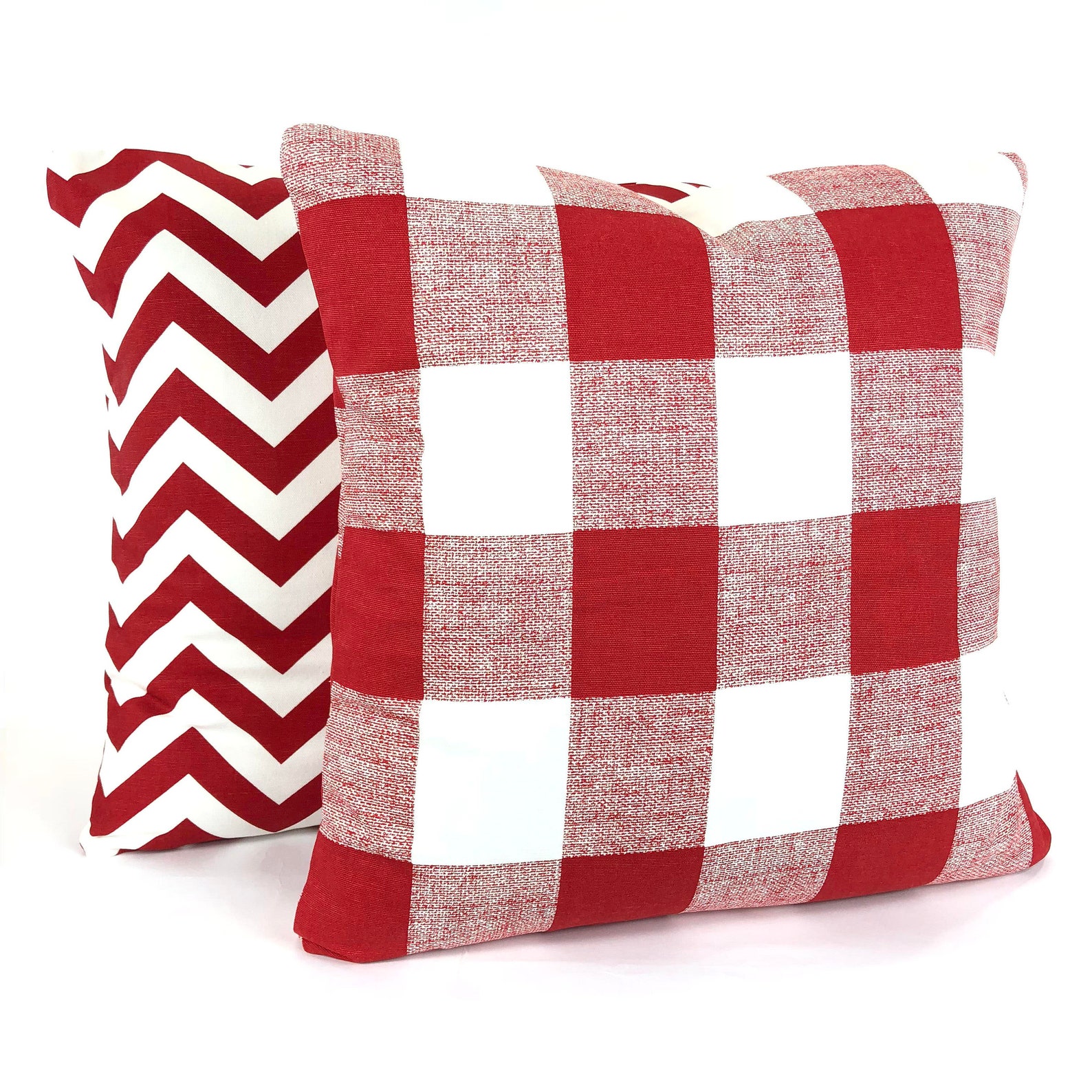 FARMHOUSE Red White Buffalo Check Christmas Throw Pillow Covers ...