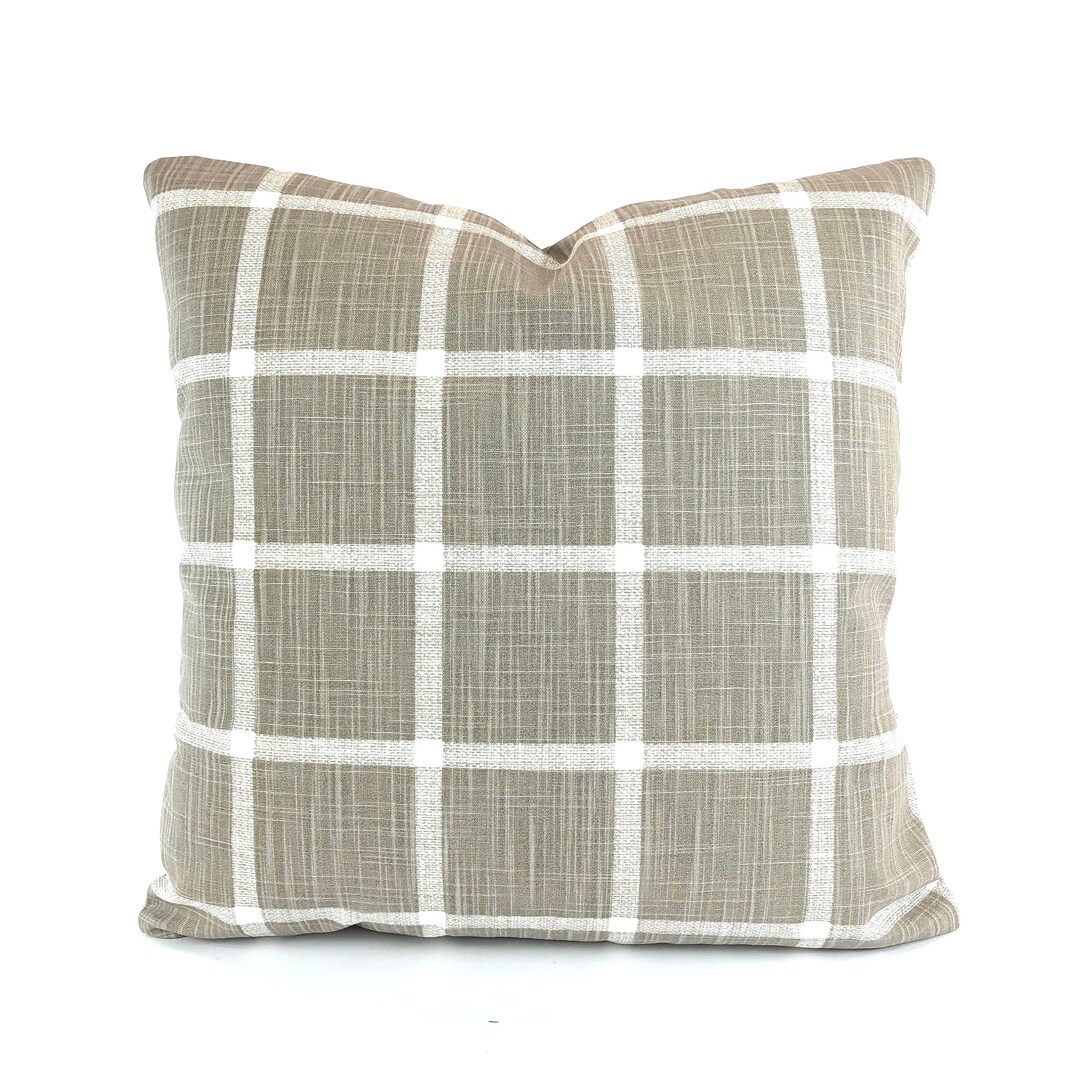 Tan Pillow Covers Tan Check Throw Pillow Covers Cushions Taupe White ...