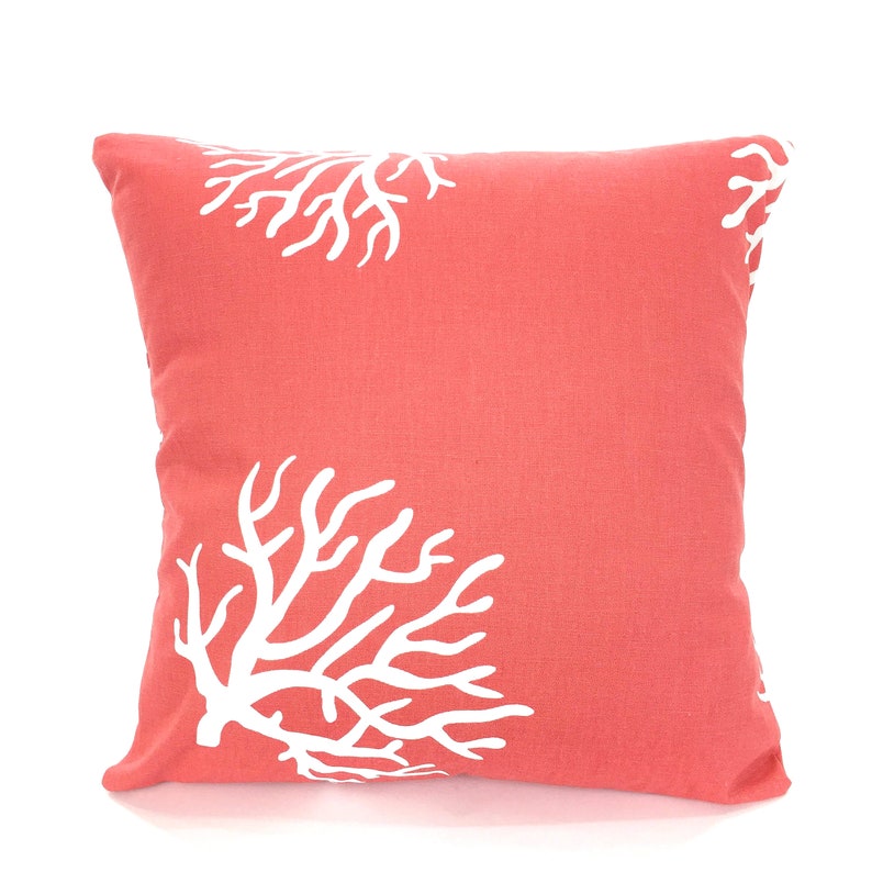 Coral Pillow Covers Decorative Throw Pillows Cushion Covers Coral White ...