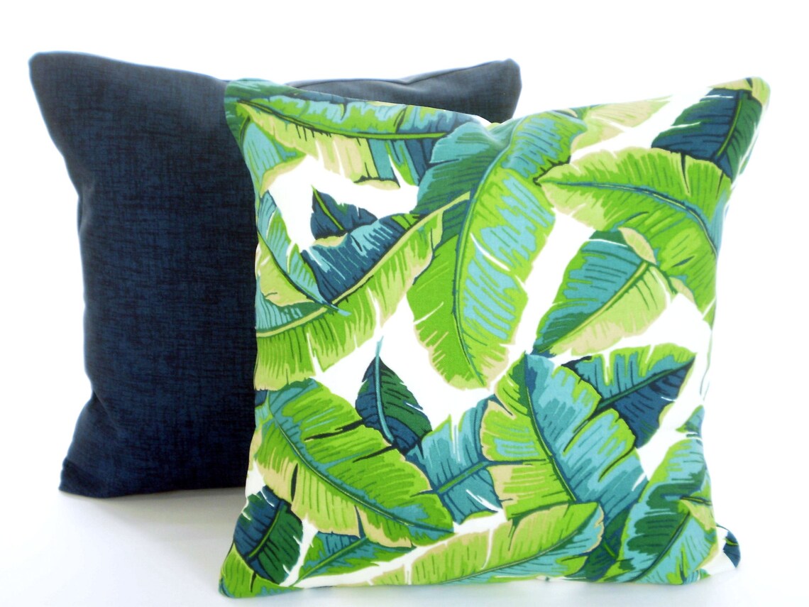 OUTDOOR Tropical Pillow Covers Palms Green Aqua Throw - Etsy