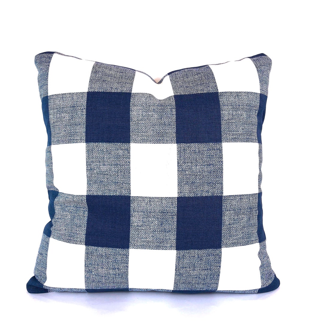Farmhouse Blue White Buffalo Check Pillow Cover Decorative Throw ...