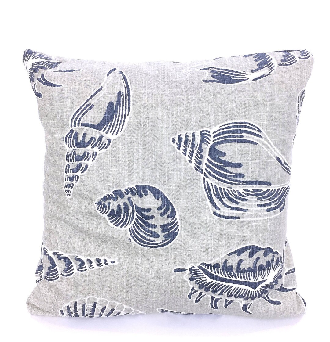 Nautical Pillow Covers Navy Gray Sea Shells Decorative Pillows INDOOR ...