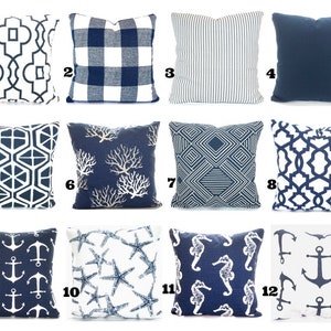 Blue Nautical Throw Pillow Covers Cushions Light Navy Blue Gray White ...