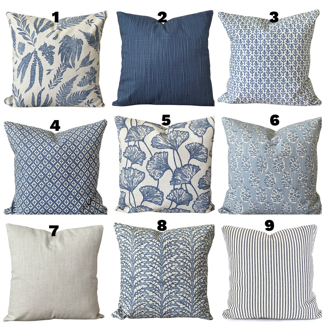 Blue Natural Pillow Covers Throw Pillow Decorative Toss Pillow ...